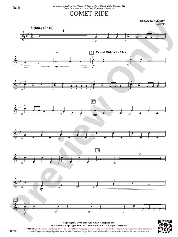 Comet Ride: Bells: Bells Part: Brian Balmages - Digital Sheet Music ...
