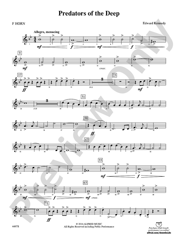 Predators of the Deep: 1st F Horn: 1st F Horn Part - Digital Sheet ...