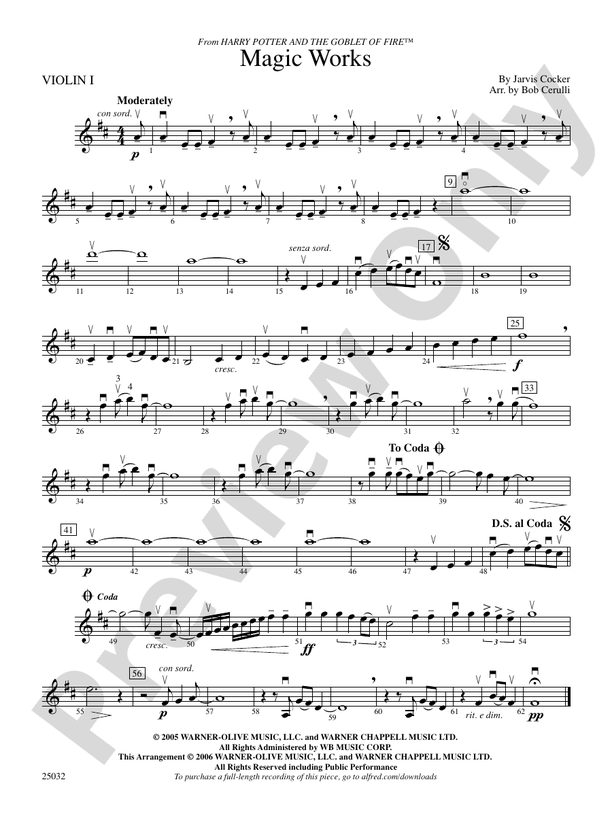 Magic Works (from Harry Potter and the Goblet of Fire™): 1st Violin ...