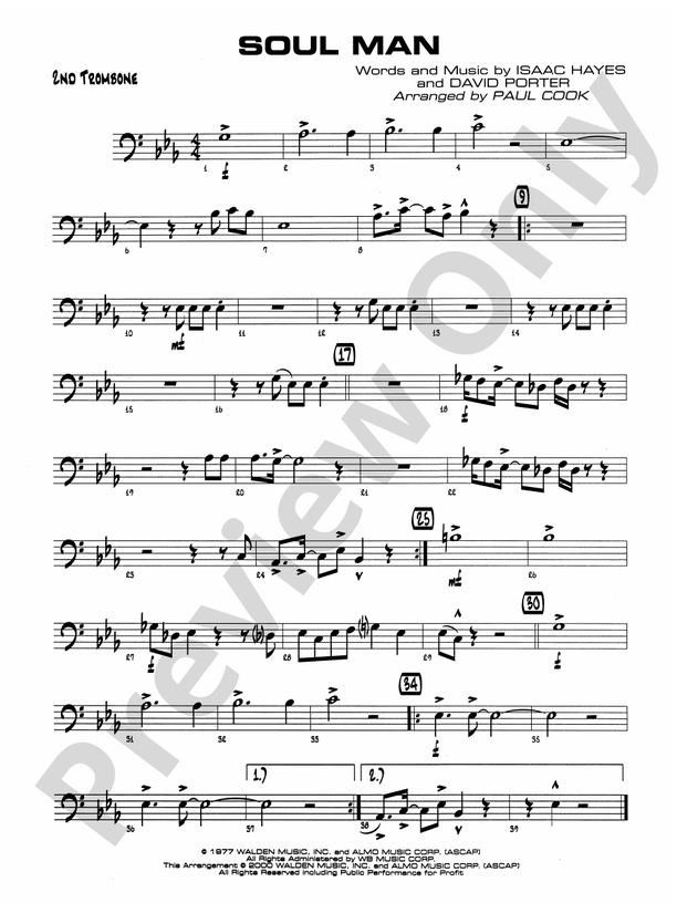 Soul Man: 2nd Trombone: 2nd Trombone Part - Digital Sheet Music Download