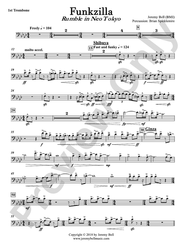 Funkzilla: Rumble in Neo Tokyo: 1st Trombone: 1st Trombone Part ...