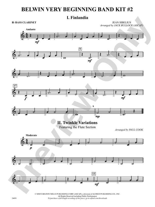 Belwin Very Beginning Band Kit #2: B-flat Bass Clarinet: B-flat Bass ...