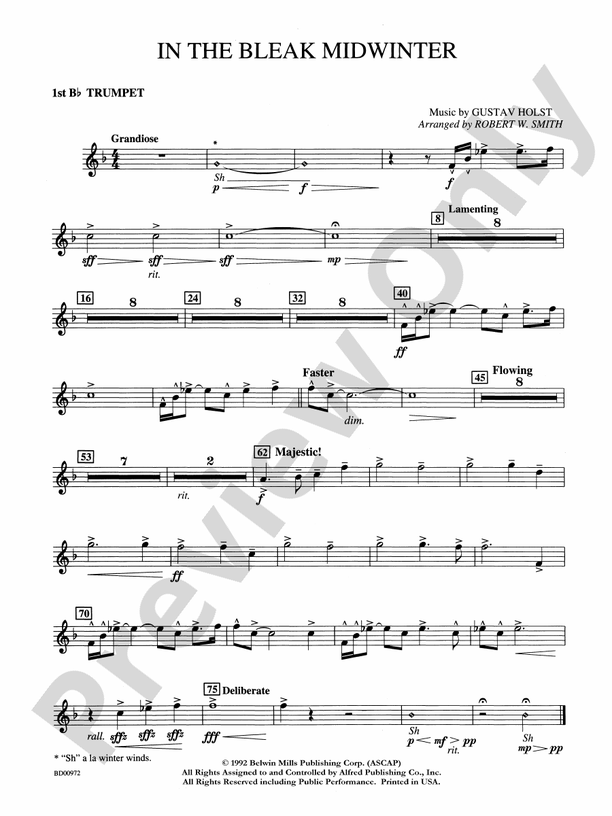 In the Bleak Midwinter: 1st B-flat Trumpet: 1st B-flat Trumpet Part ...