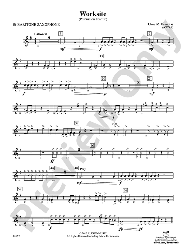 Worksite E Flat Baritone Saxophone E Flat Baritone Saxophone Part