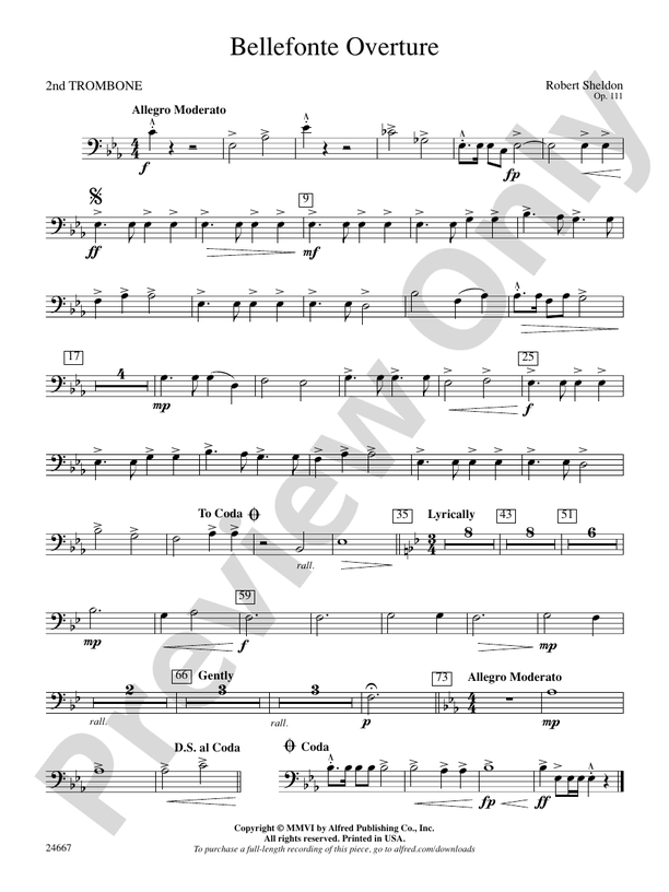 Bellefonte Overture: 2nd Trombone: 2nd Trombone Part - Digital Sheet Music Download