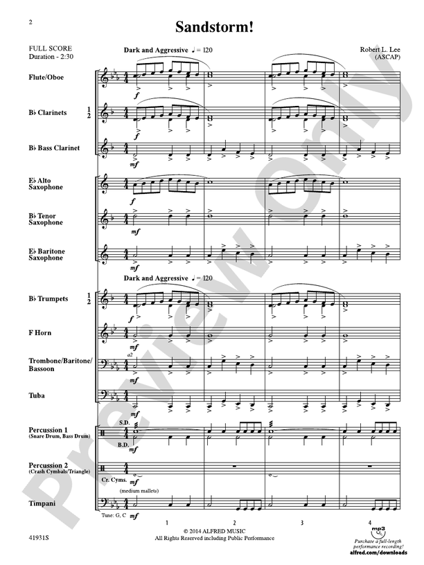 Sandstorm!: Score: Concert Band Score - Digital Sheet Music Download