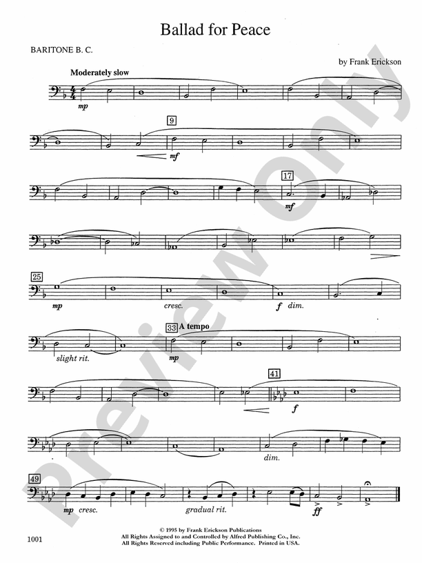 Ballad for Peace: Baritone B.C.: Baritone B.C. Part - Digital Sheet ...