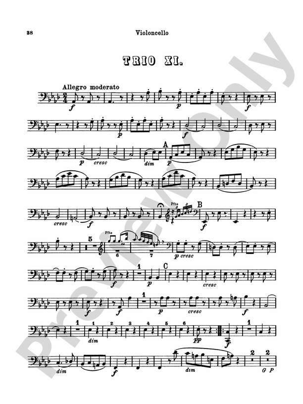 Haydn: Piano Trios, Volume II (Nos. 7-12): Piano Trio No. 11, in A flat Major (Cello) Part ...