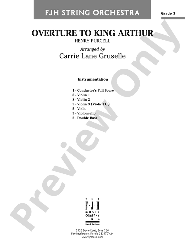 Overture to King Arthur: Score: String Orchestra Score - Digital Sheet ...