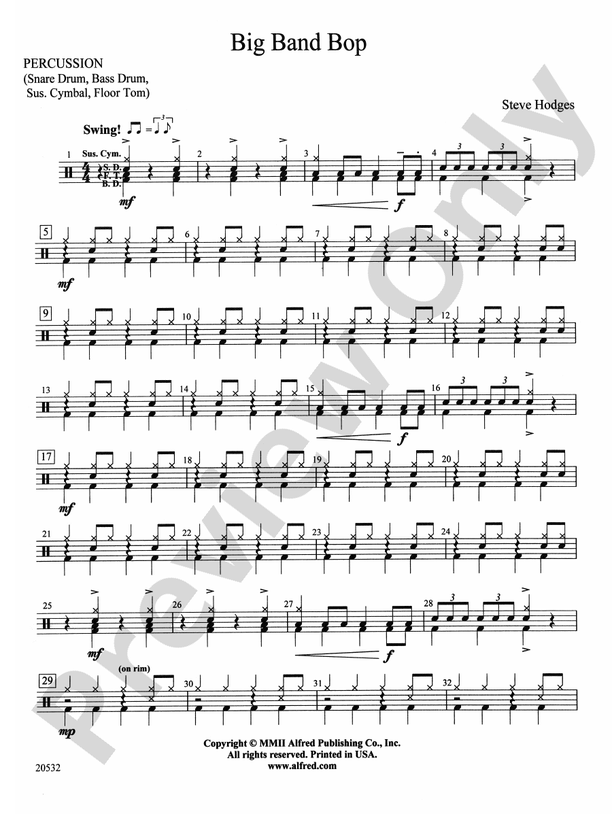 Big Band Bop: 1st Percussion: 1st Percussion Part - Digital Sheet Music ...