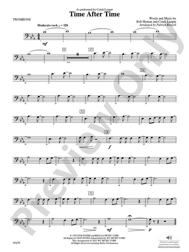 Time After Time: 1st Trombone: 1st Trombone Part - Digital Sheet Music ...