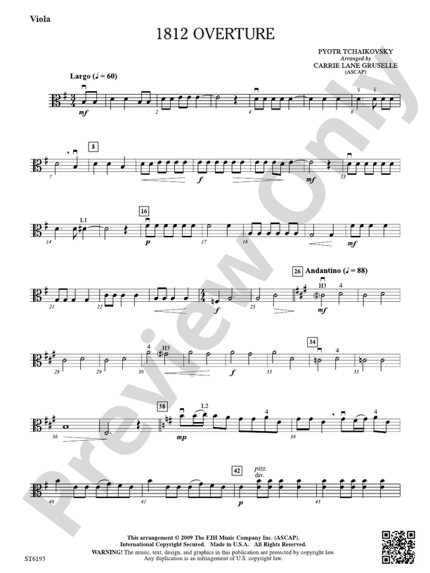 1812 Overture: Viola: Viola Part: Pyotr Tchaikovsky - Digital Sheet ...