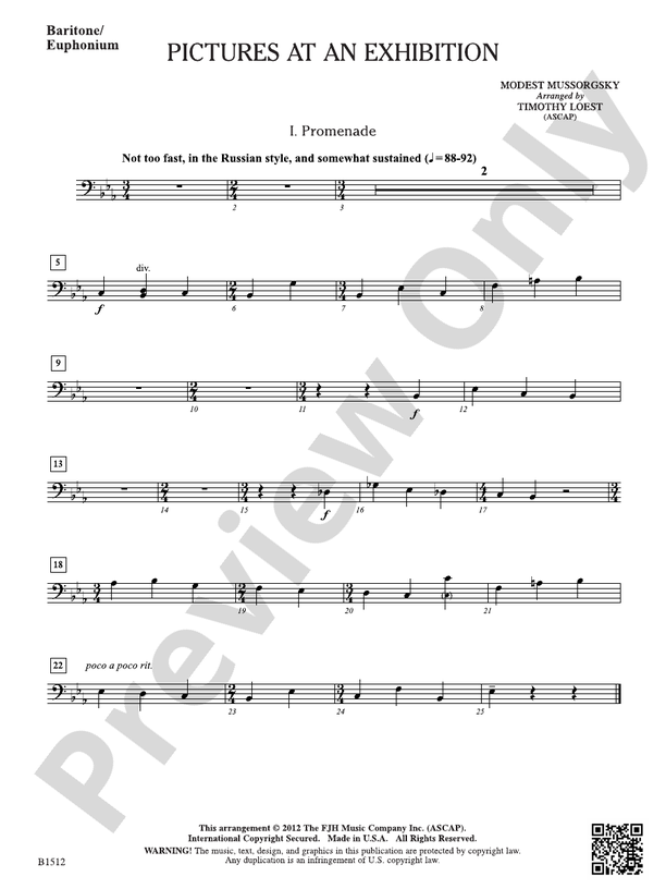 Pictures at an Exhibition: Baritone/Euphonium: Baritone/Euphonium Part ...