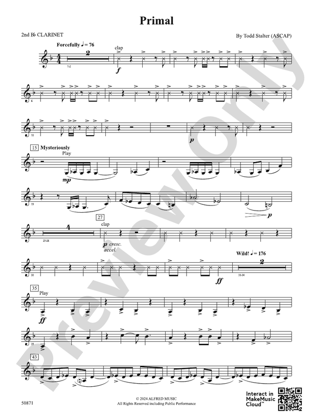 Primal: 2nd B-flat Clarinet: 2nd B-flat Clarinet Part - Digital Sheet ...