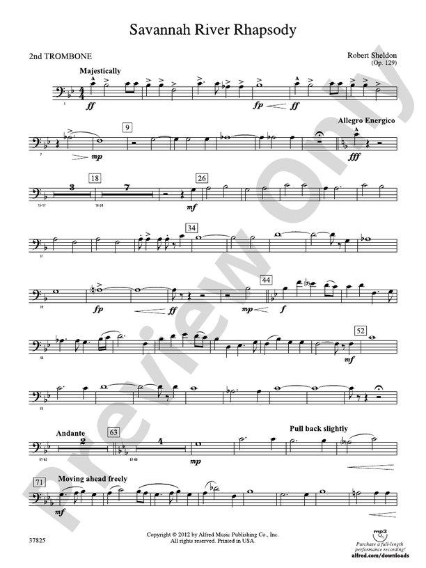 Savannah River Rhapsody: 2nd Trombone: 2nd Trombone Part - Digital Sheet Music Download