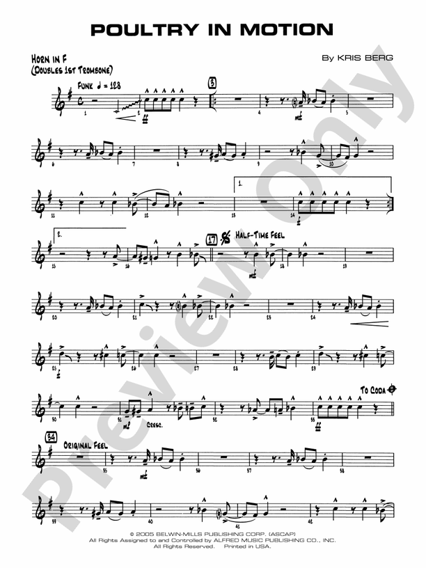 Poultry in Motion: 1st F Horn: 1st F Horn Part - Digital Sheet Music ...