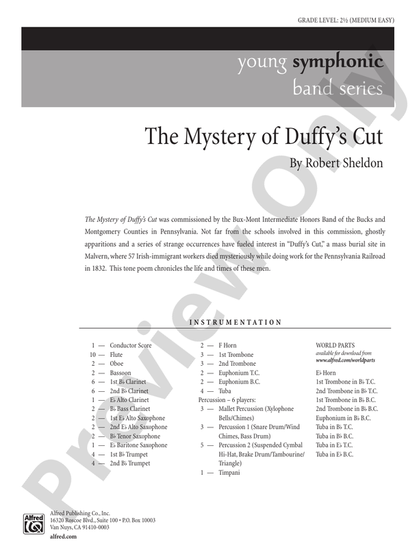 The Mystery of Duffy's Cut: Score: Concert Band Score - Digital Sheet ...