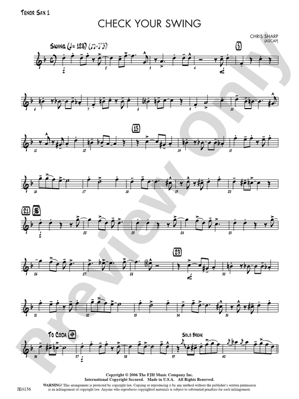 Check Your Swing: Tenor Sax 1: Tenor Sax 1 Part: Chris Sharp - Digital ...