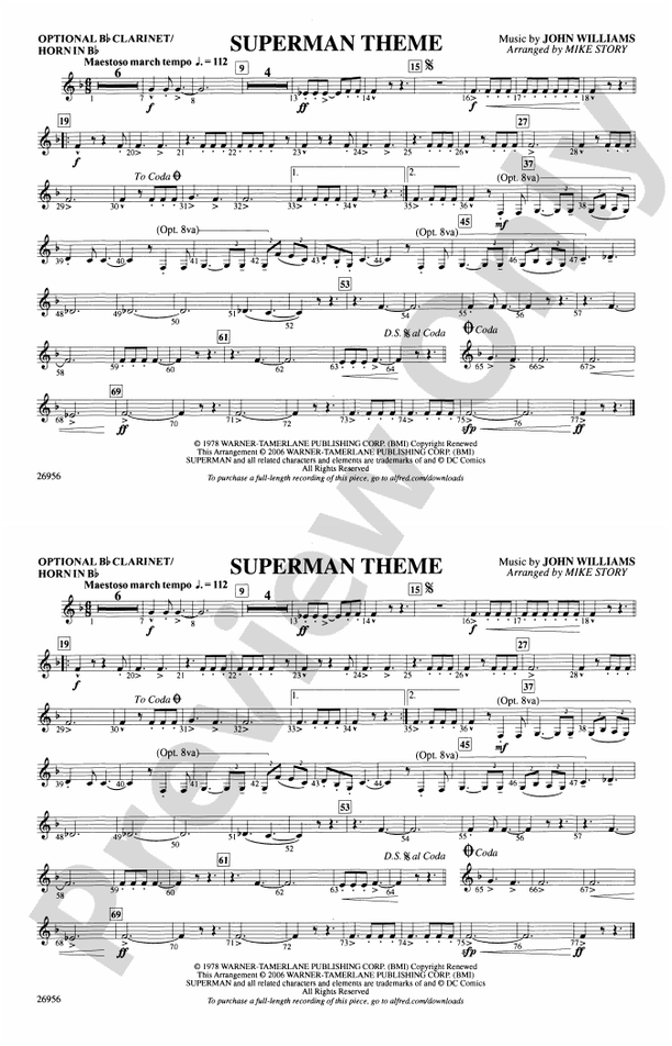 Superman Theme: Optional Bb Clarinet/Horn in Bb: Optional Bb Clarinet ...