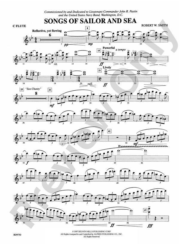 Songs of Sailor and Sea: Flute: Flute Part - Digital Sheet Music Download