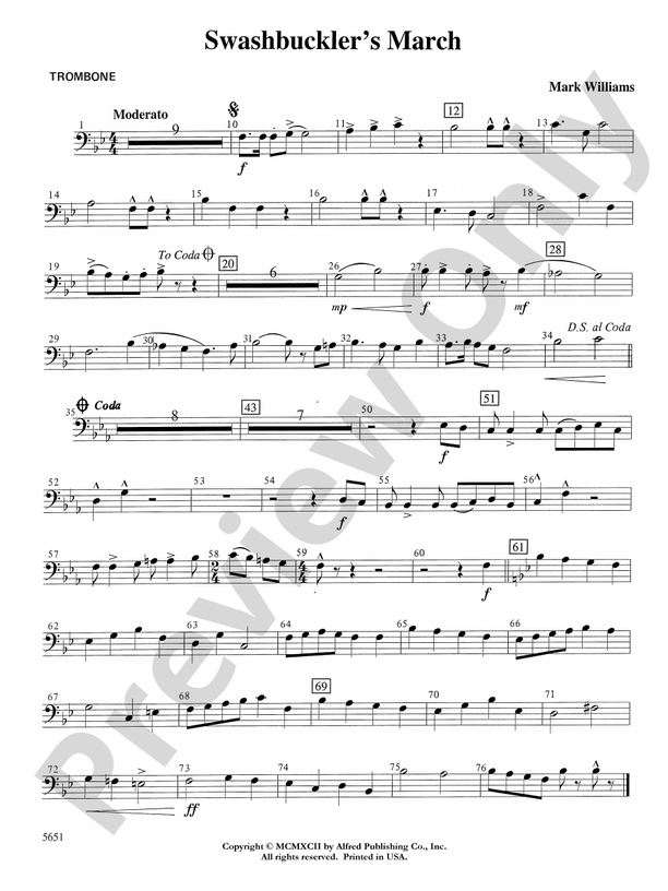 Swashbuckler's March: 1st Trombone: 1st Trombone Part - Digital Sheet Music Download