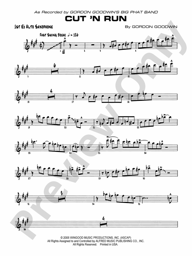 Cut 'n Run: E-flat Alto Saxophone: E-flat Alto Saxophone Part - Digital ...