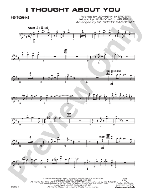 I Thought About You: 3rd Trombone: 3rd Trombone Part - Digital Sheet Music Download