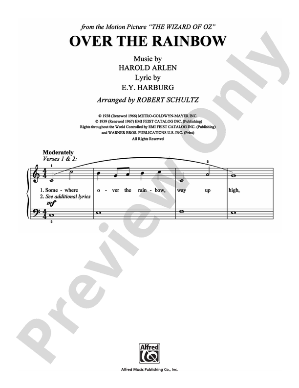 Over the Rainbow (from "The Wizard of Oz"): Easy Piano: Harold Arlen - Digital Sheet Music Download