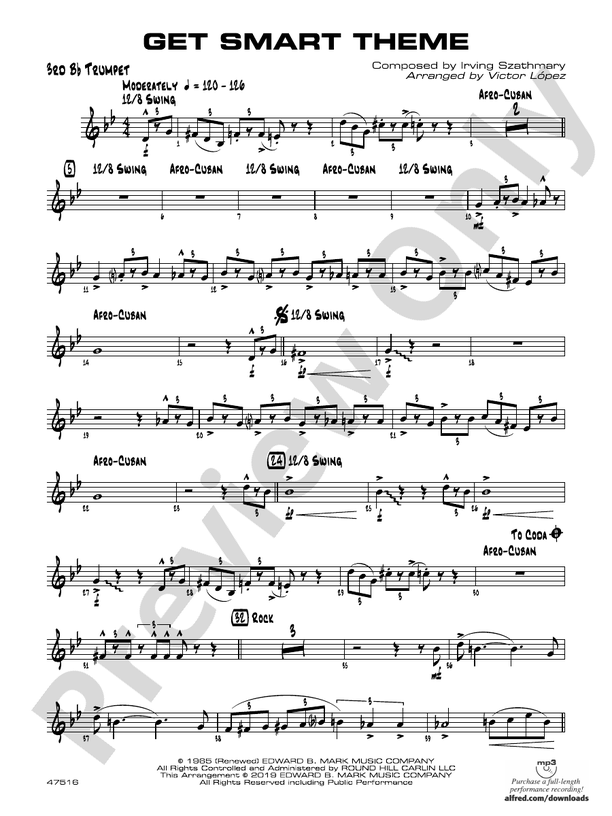 Get Smart Theme: 3rd B-flat Trumpet: 3rd B-flat Trumpet Part - Digital ...