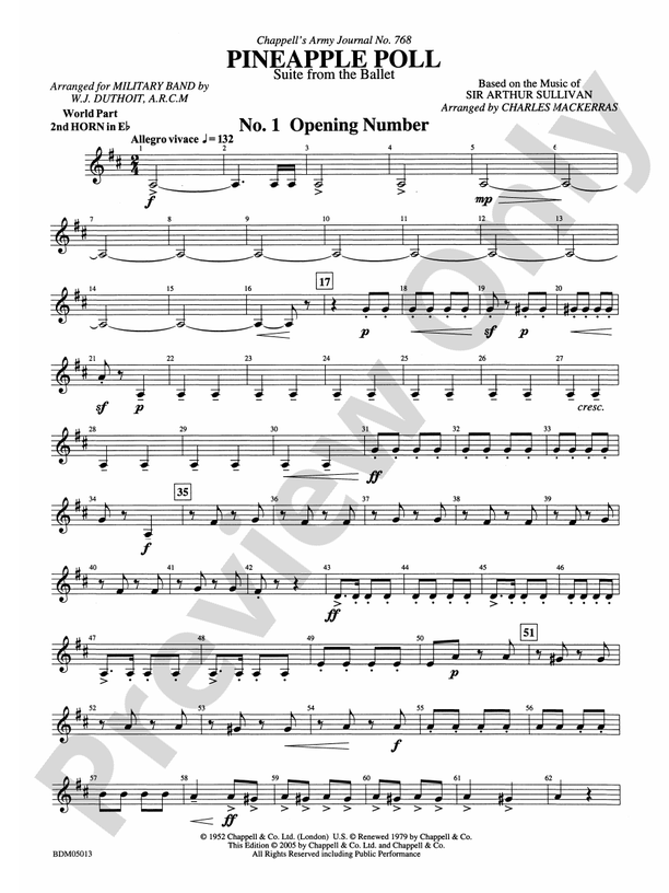Pineapple Poll (Suite from the Ballet): (wp) 2nd Horn in E-flat: (wp ...