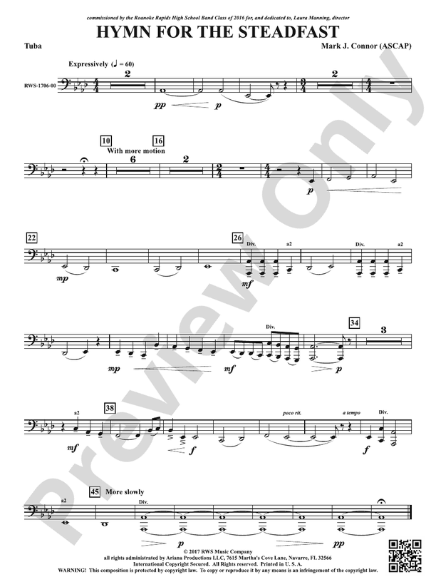 Hymn for the Steadfast: Tuba: Tuba Part: Mark J. Connor - Digital Sheet ...