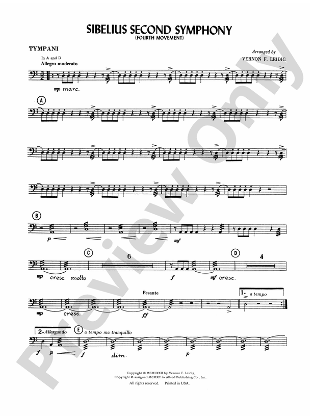Sibelius's 2nd Symphony, 4th Movement: Timpani: Timpani Part - Digital Sheet Music Download