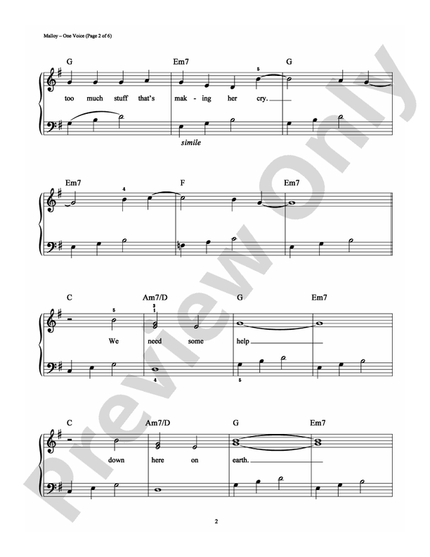 One Voice: Easy Piano: Billy Gilman - Digital Sheet Music Download