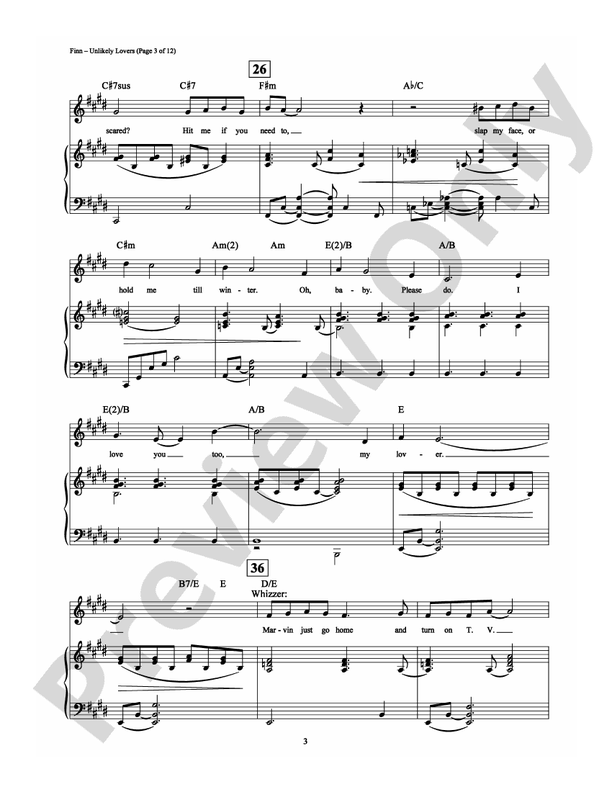 Unlikely Lovers: Piano/Vocal/Chords: William Finn - Digital Sheet Music Download