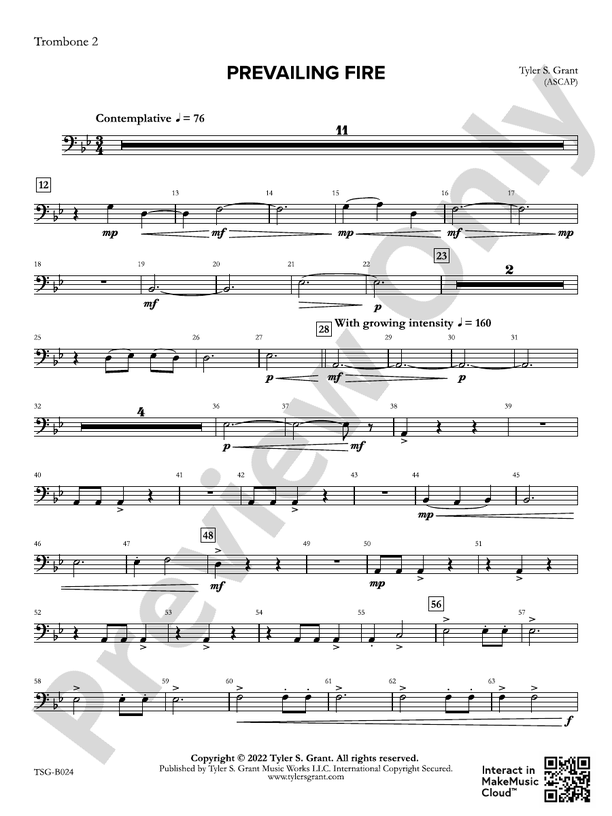 Prevailing Fire: 2nd Trombone: 2nd Trombone Part - Digital Sheet Music Download
