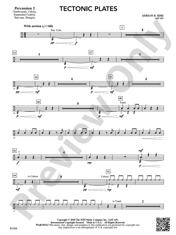 Tectonic Plates: Percussion 2: Percussion 2 Part: Adrian B. Sims ...