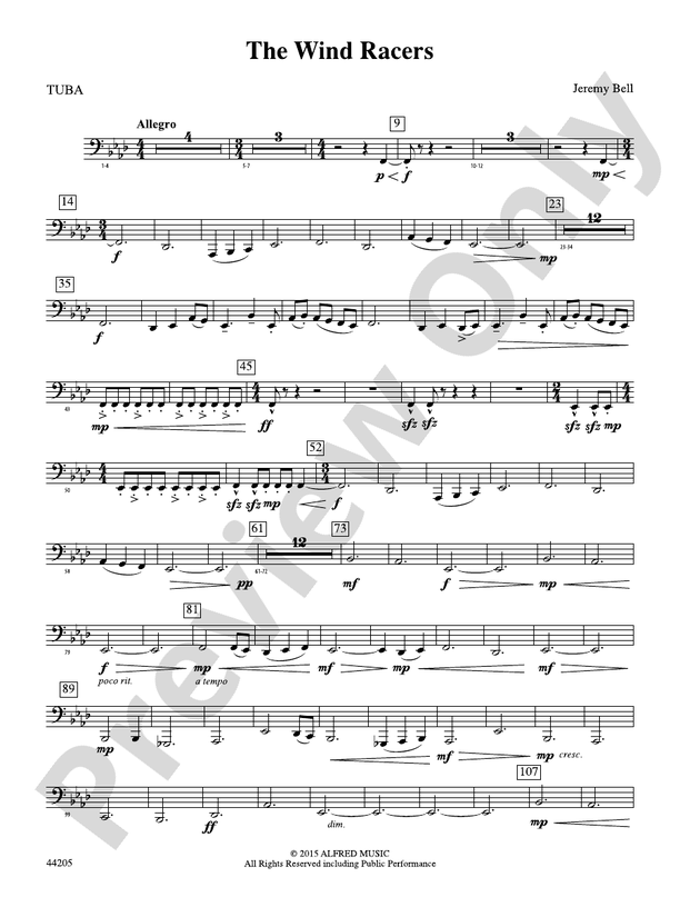 The Wind Racers: Tuba: Tuba Part - Digital Sheet Music Download
