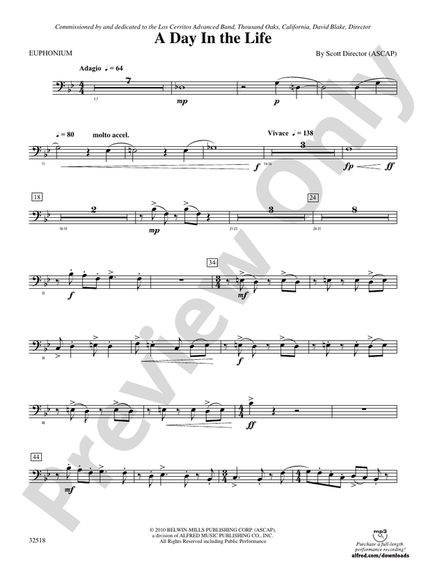A Day in the Life: Baritone B.C.: Baritone B.C. Part - Digital Sheet ...