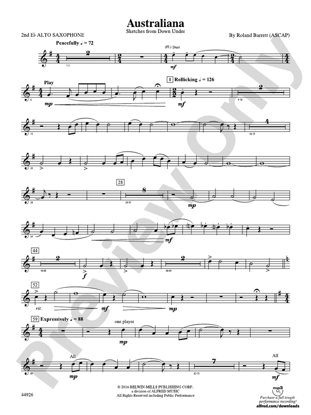Australiana 2nd E Flat Alto Saxophone 2nd E Flat Alto Saxophone Part