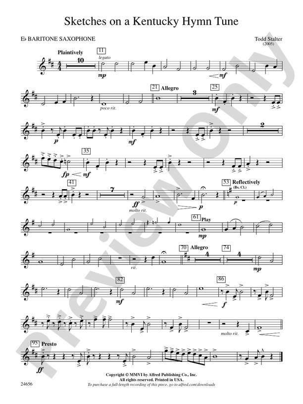 Sketches on a Kentucky Hymn Tune: E-flat Baritone Saxophone: E-flat ...