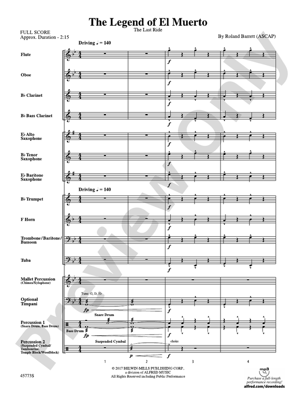 The Legend of El Muerto: Score: Concert Band Score - Digital Sheet ...