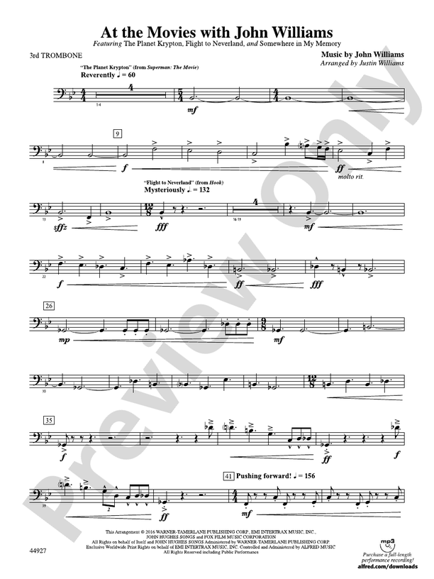At the Movies with John Williams: 3rd Trombone: 3rd Trombone Part ...