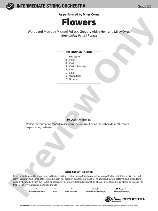 Flowers: Score: String Orchestra Score - Digital Sheet Music Download