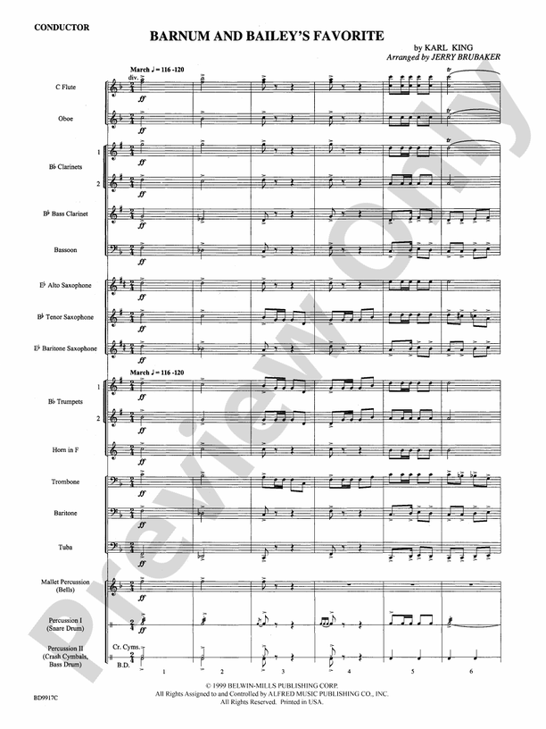 Barnum and Bailey's Favorite: Score: Concert Band Score - Digital Sheet ...