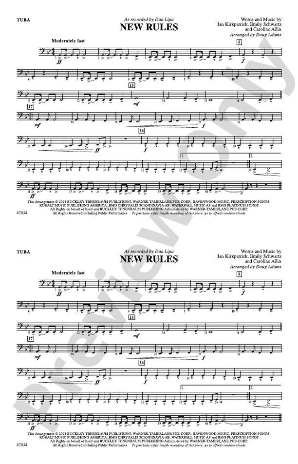 New Rules: Tuba: Tuba Part - Digital Sheet Music Download