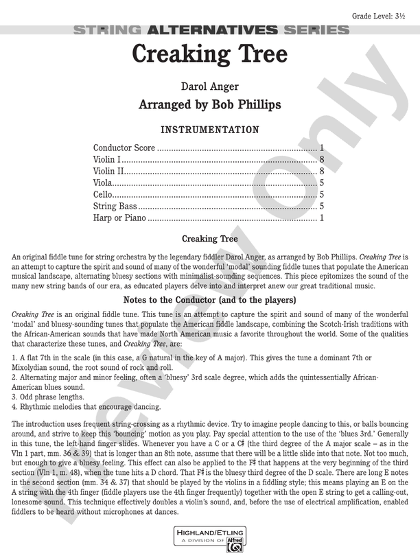 Creaking Tree: String Orchestra Conductor Score & Parts: Darol Anger ...