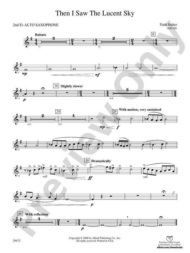 Then I Saw the Lucent Sky: 2nd E-flat Alto Saxophone: 2nd E-flat Alto ...
