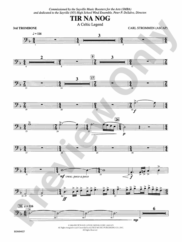 Tir Na Nog (A Celtic Legend): 3rd Trombone: 3rd Trombone Part - Digital ...