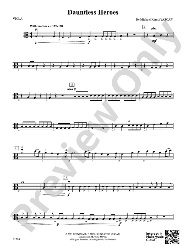 Dauntless Heroes: Viola: Viola Part - Digital Sheet Music Download