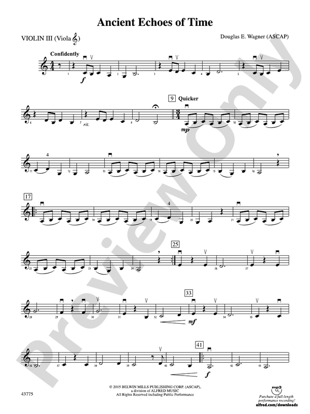 Ancient Echoes of Time: 3rd Violin (Viola [TC]): 3rd Violin (Viola [TC ...